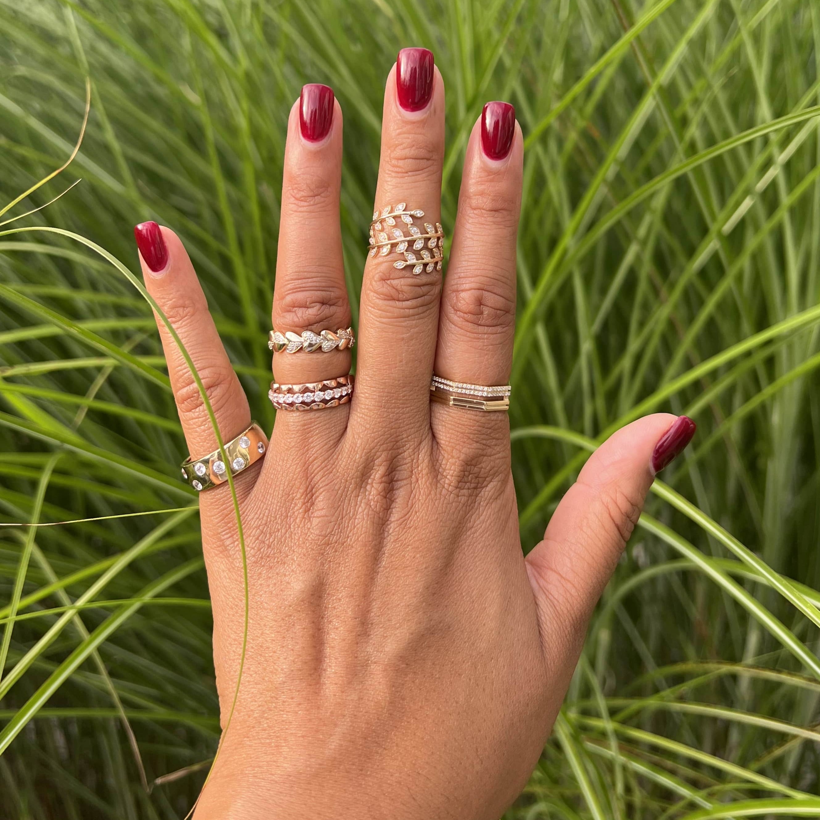 Parallel Honeycomb Diamond Ring